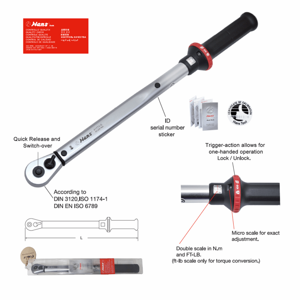 Quick Release Torque Wrench - Dual Scale Clicker Type